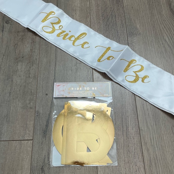 Party Supplies | Bridal Bundle Bride To Be White Gold Sash And Gold ...